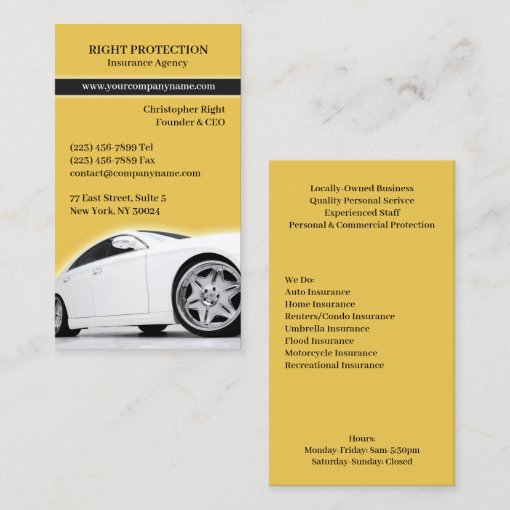 Insurance/Car Dealer Business Card | Zazzle