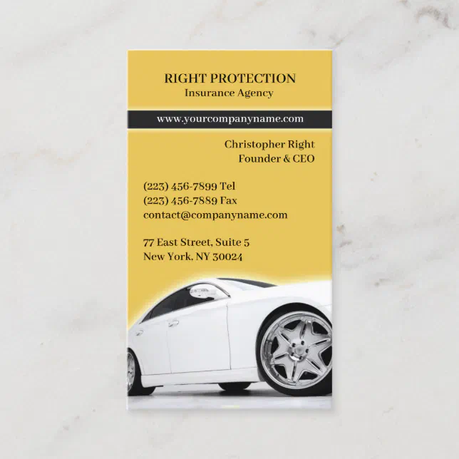 Insurance Car Dealer Business Card | Zazzle
