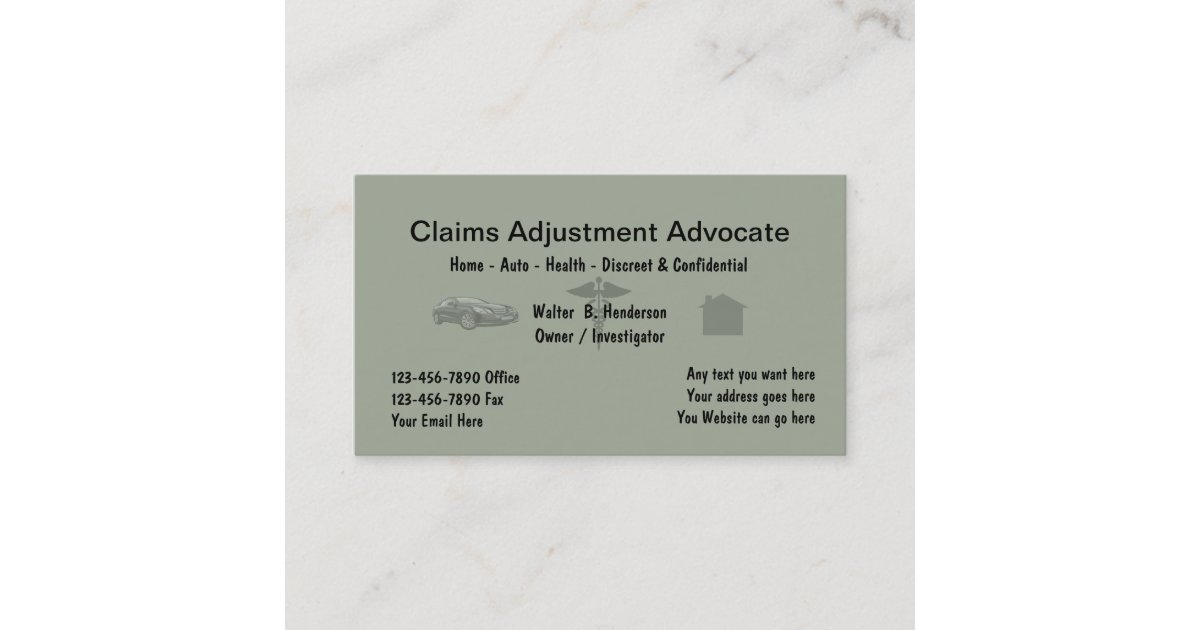 Insurance Claims Adjuster Business Card | Zazzle.com