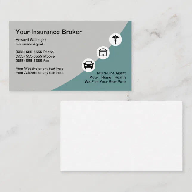 Insurance Modern Broker Business Cards | Zazzle