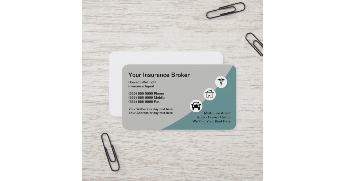 Insurance Modern Broker Business Cards | Zazzle