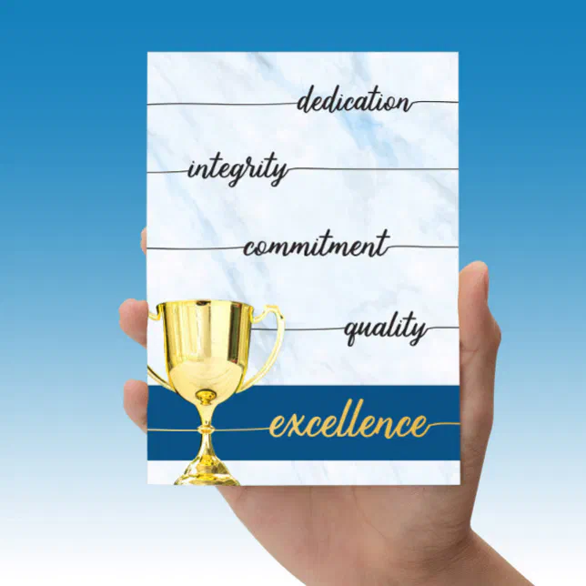 Integrity, Commitment to Excellence Appreciation Thank You Card | Zazzle