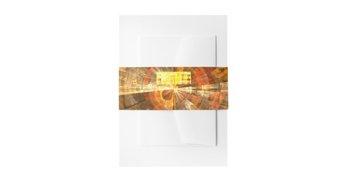 Integrity Radial Abstract Art in Warm Gold Tones Invitation Belly Band ...