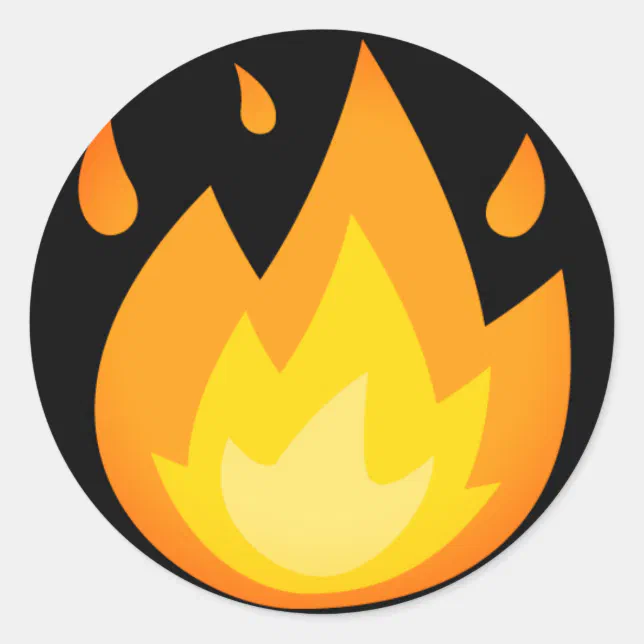 Intense Fire Emoji Classic Round Sticker | Zazzle