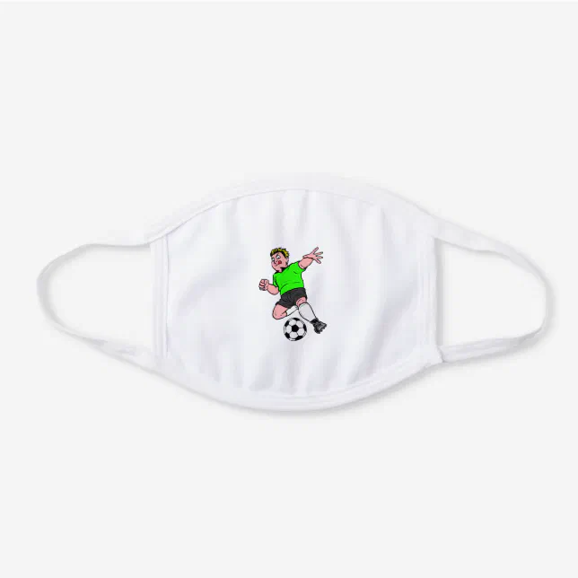 Intense Soccer Player Team Fan Sports Coach White Cotton Face Mask | Zazzle