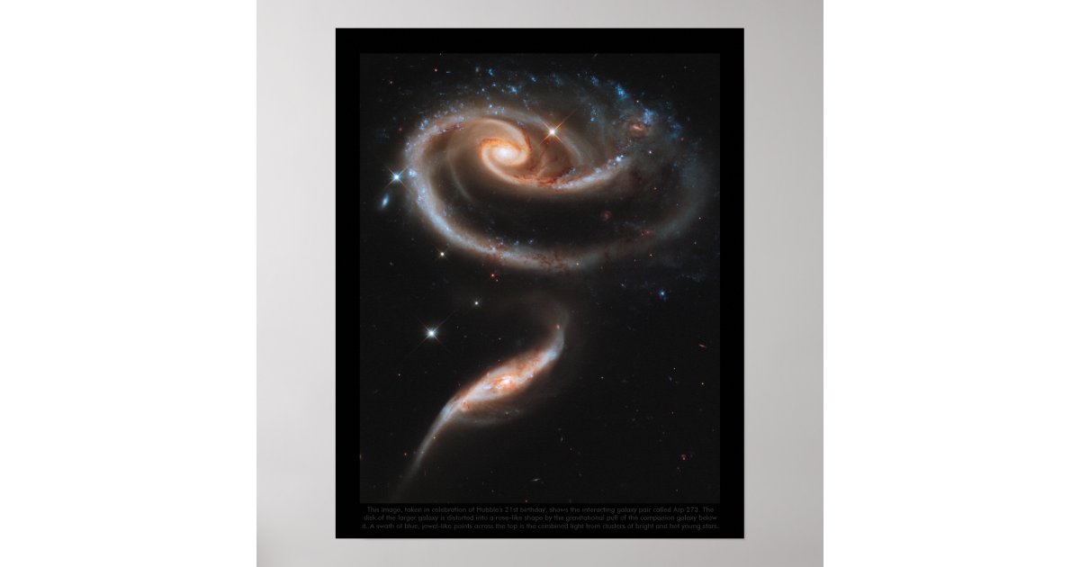 Interacting galaxy pair called Arp 273 Poster | Zazzle