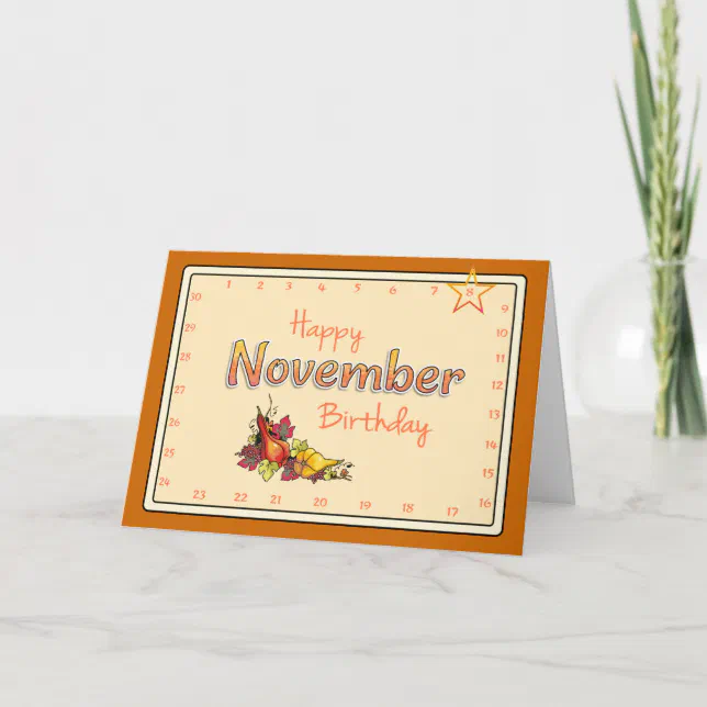 Interactive 'Move the Star' NOVEMBER Birthday Card | Zazzle