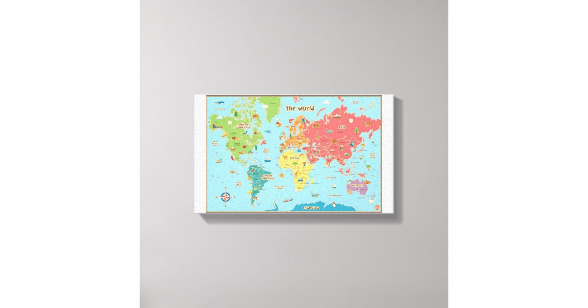 Interactive World Map Canvas Wall Art | Zazzle