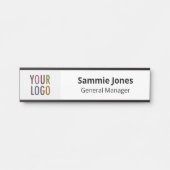 Interchangeable Door Name Plate with Logo Black | Zazzle