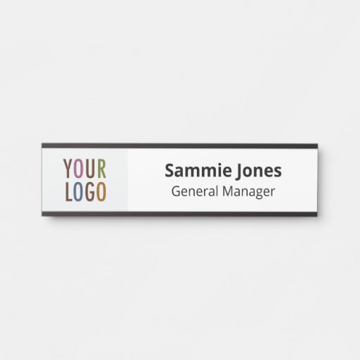 Interchangeable Door Name Plate with Logo Black | Zazzle