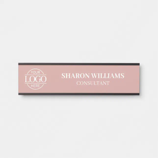 Interchangeable Dusty Rose Custom Business Logo Door Sign | Zazzle