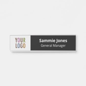 Interchangeable Office Door Name Plate with Logo | Zazzle