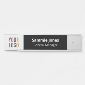 Interchangeable Office Door Name Plate with Logo | Zazzle