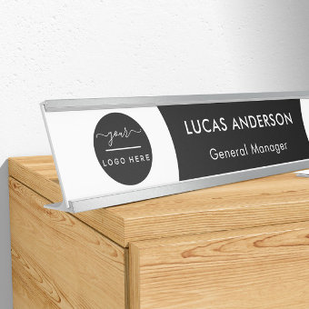 Interchangeable Office Door Name Plate with Logo | Zazzle