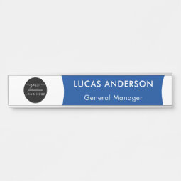 Interchangeable Office Door Name Plate with Logo | Zazzle