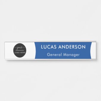 Interchangeable Office Door Name Plate with Logo | Zazzle