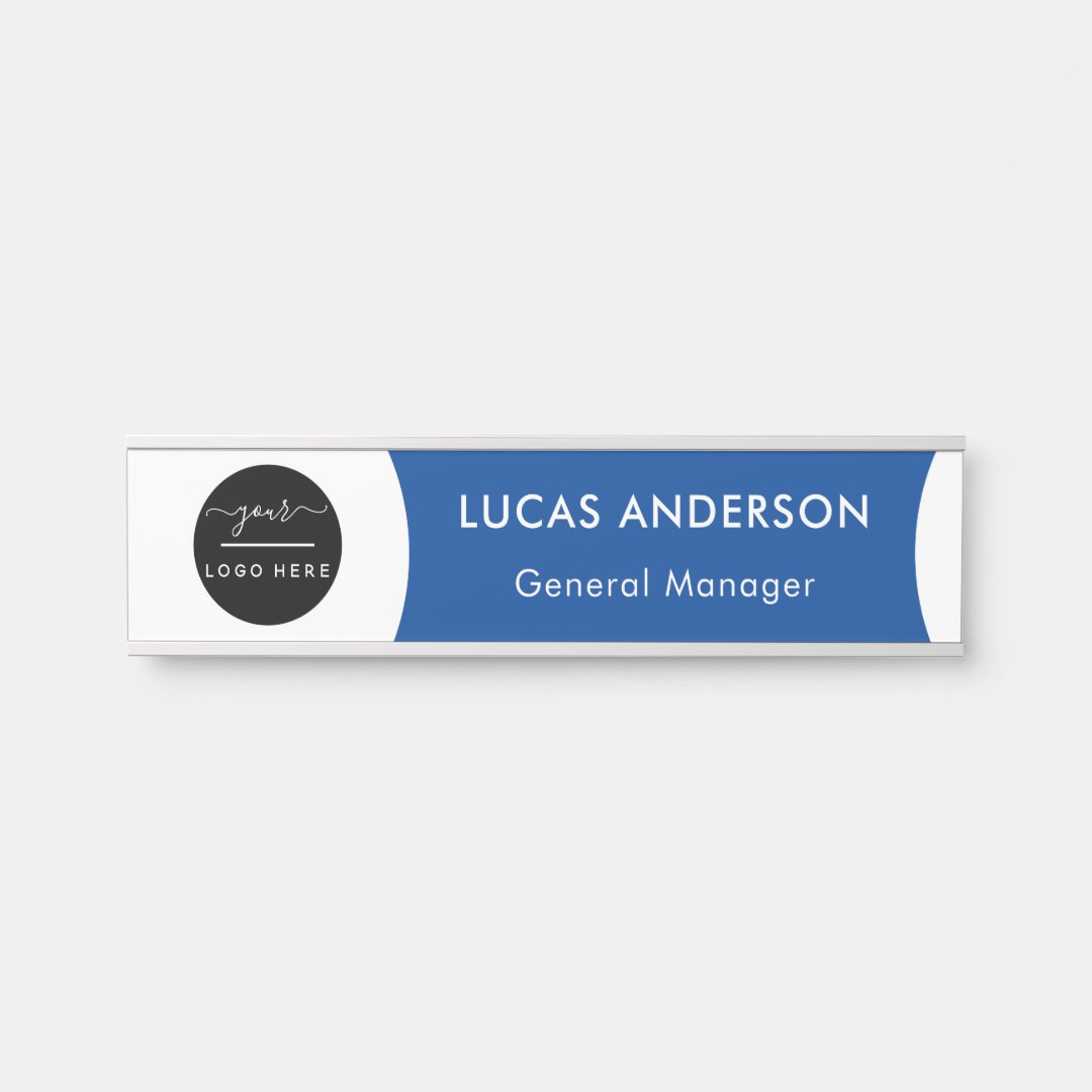 Interchangeable Office Door Name Plate with Logo | Zazzle