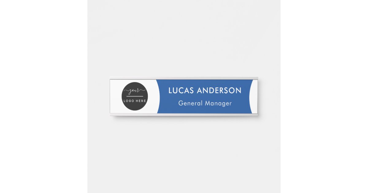 Interchangeable Office Door Name Plate with Logo | Zazzle