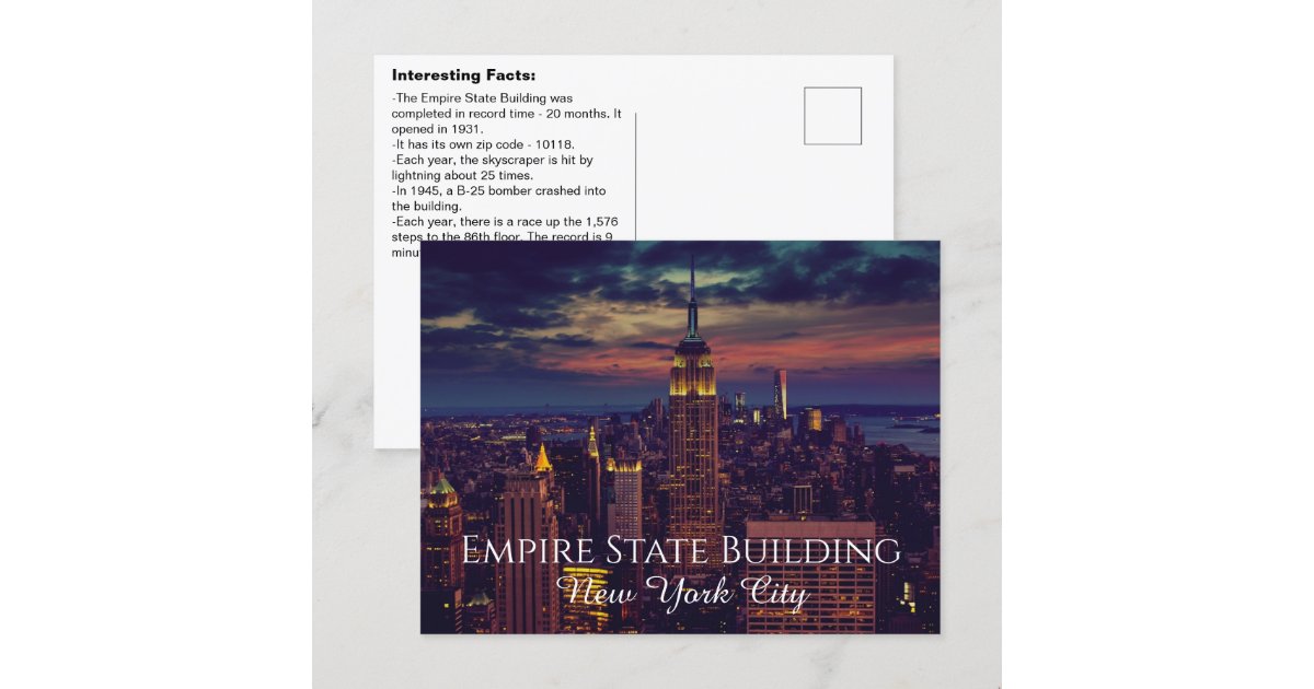 Interesting Empire State Building Facts Postcard | Zazzle