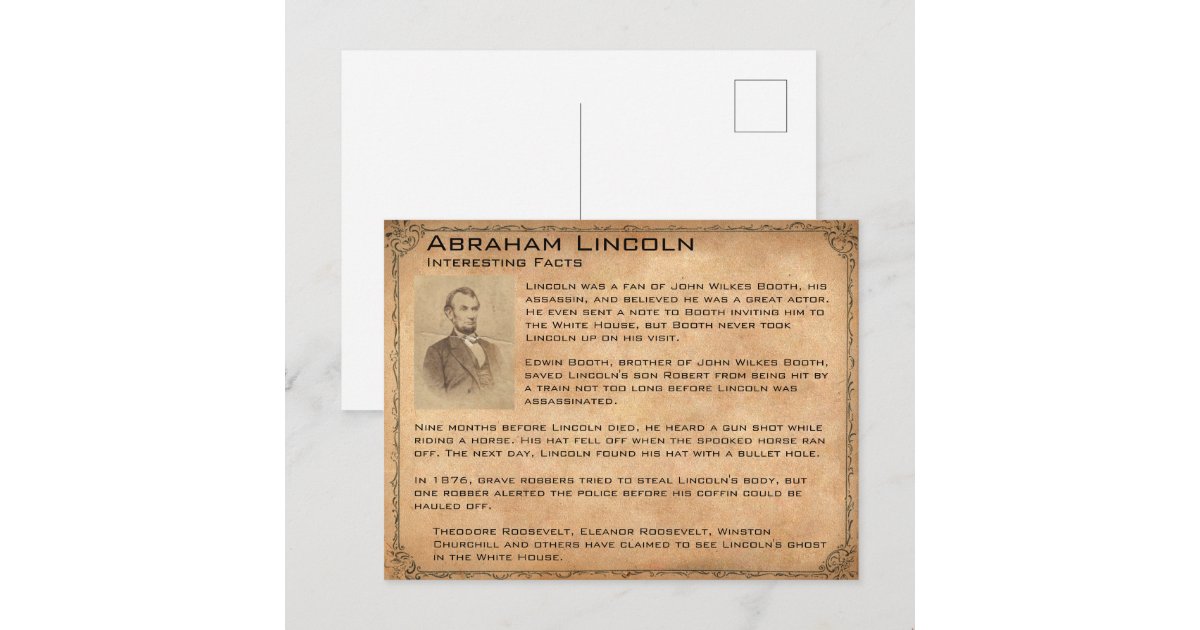 Interesting Facts About Abraham Lincoln Postcard | Zazzle