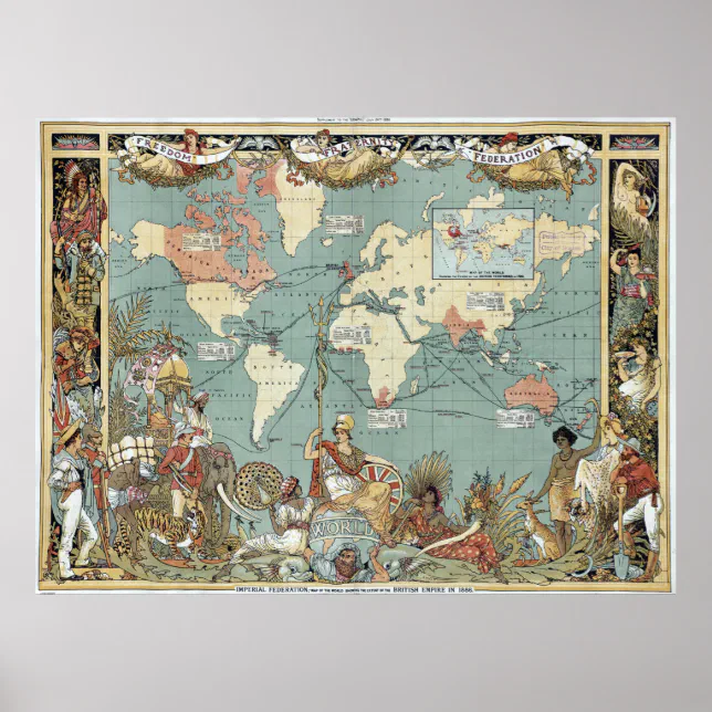 Interesting vintage British Empire world map 1886: Poster | Zazzle