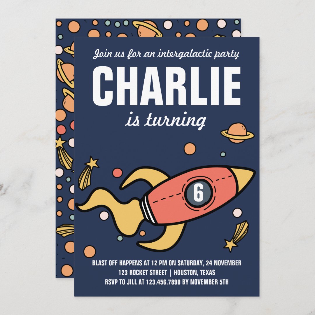 Intergalactic / Rocket Birthday Party Invitation | Zazzle