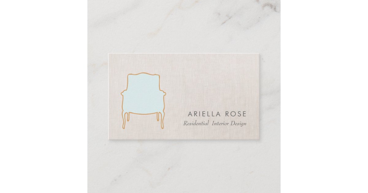 Interior Design French Chair Business Card | Zazzle