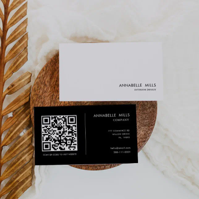 Interior Design Minimalist Simple Qr Code Business Card | Zazzle