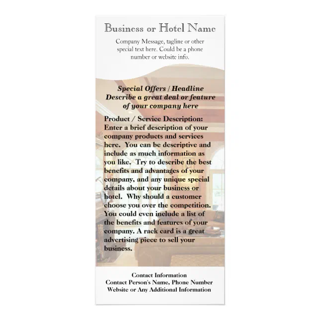 Interior Design or Hotel Rack Cards Template | Zazzle