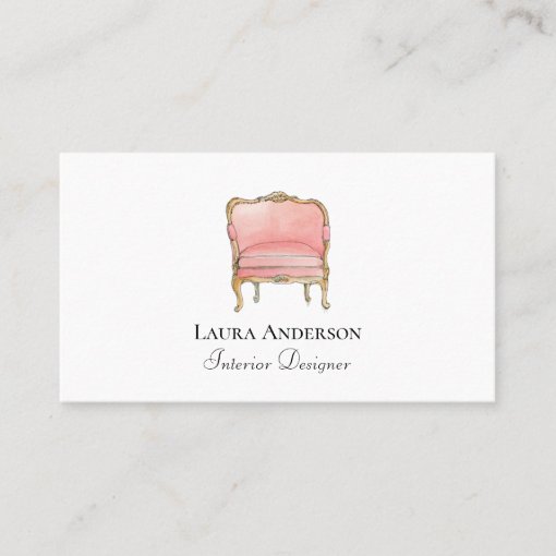 Interior Design Pink French Chair Business Card | Zazzle