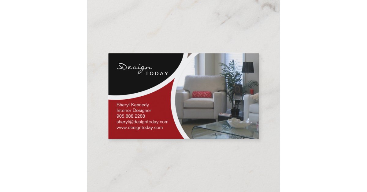 Interior Design Staging Modern Business Card Red | Zazzle