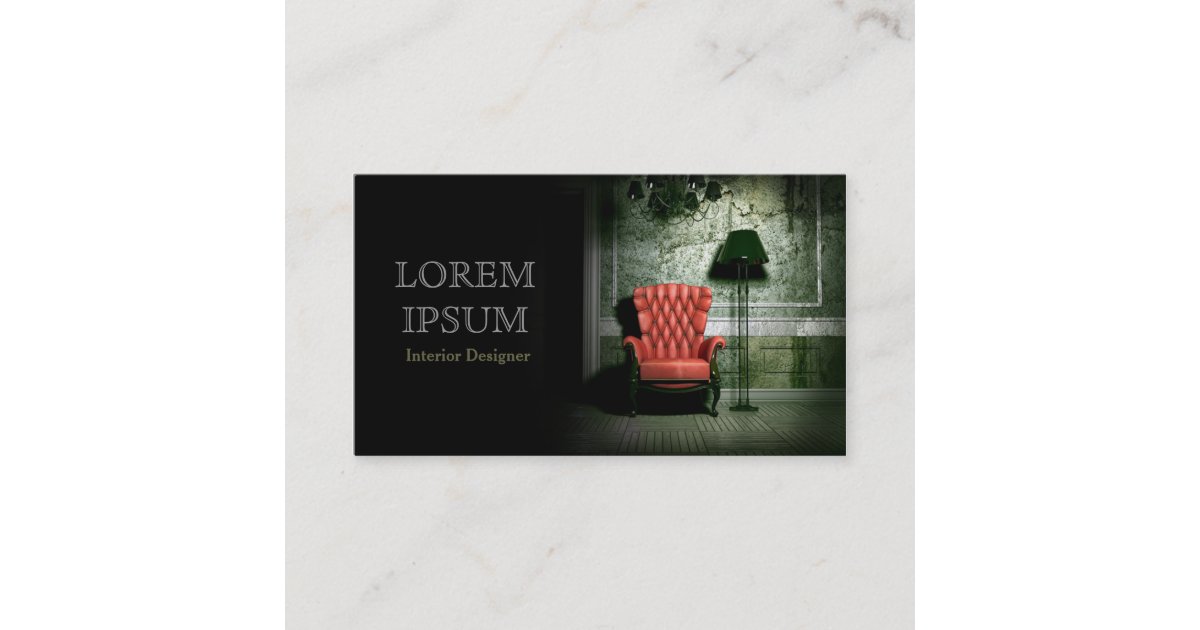 Interior Designer Business Red Chair Card | Zazzle