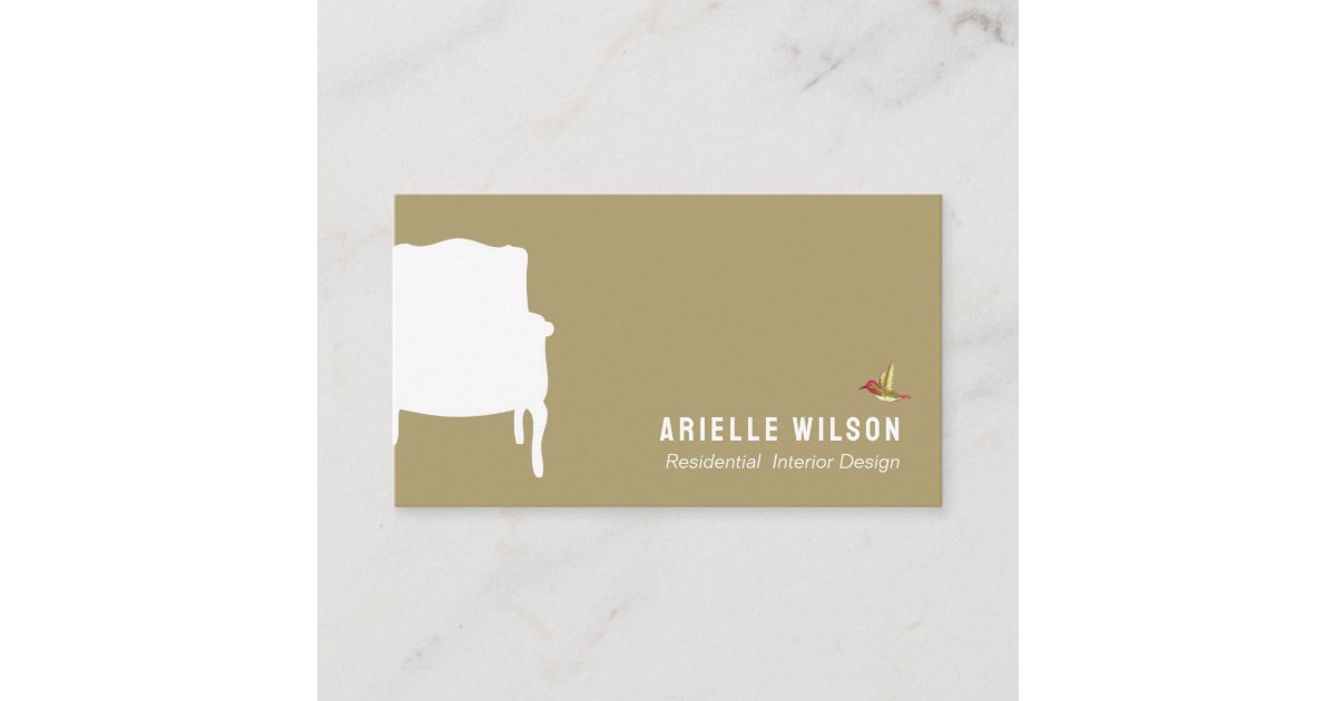 Interior Designer French Chair Business Card | Zazzle