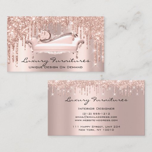 Interior Designer Unique Furnitures Rose Pink Sofa Business Card | Zazzle