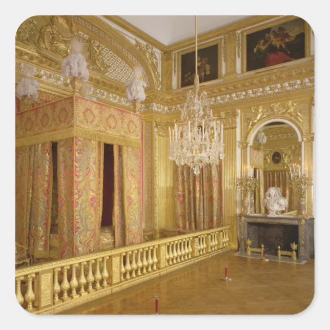Interior of Louis XIV's bedroom, 1701-23 Square Sticker | Zazzle