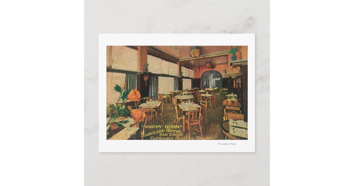 Interior View of the Poppy Room at Maryland Hote Postcard | Zazzle