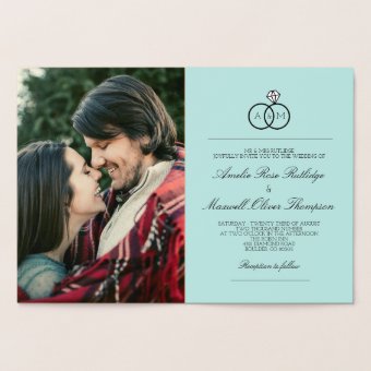 Interlocked Rings - Folded Wedding Invitation | Zazzle
