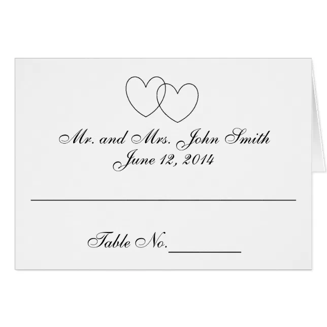 "Interlocking Hearts" Place Cards | Zazzle