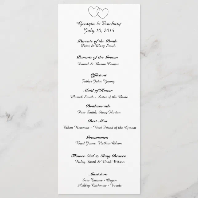 "Interlocking Hearts" Wedding Program | Zazzle