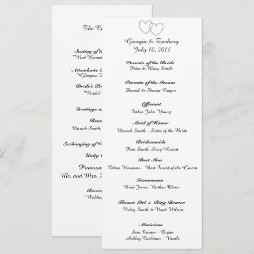 "Interlocking Hearts" Wedding Program | Zazzle