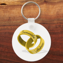 Interlocking Wedding Rings - Engraved custom Names Keychain | Zazzle