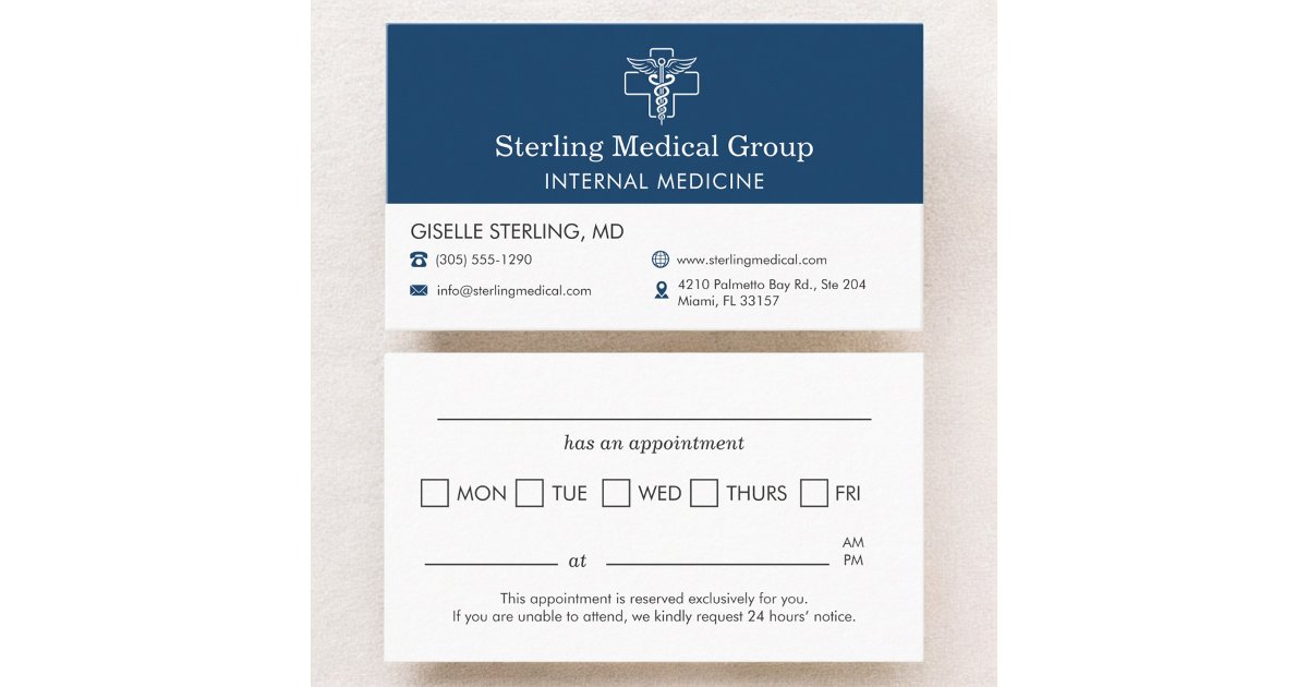 Internal Medicine Doctor Office Appointment Business Card | Zazzle