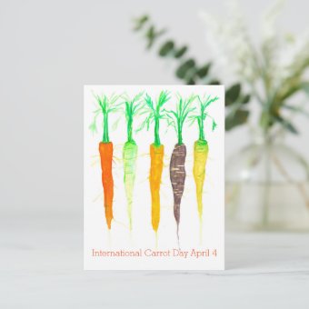 International Carrot Day April 4 Watercolor Postcard | Zazzle