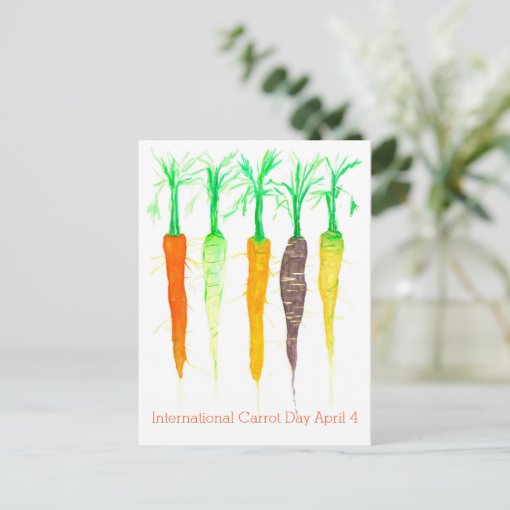 International Carrot Day April 4 Watercolor Postcard | Zazzle
