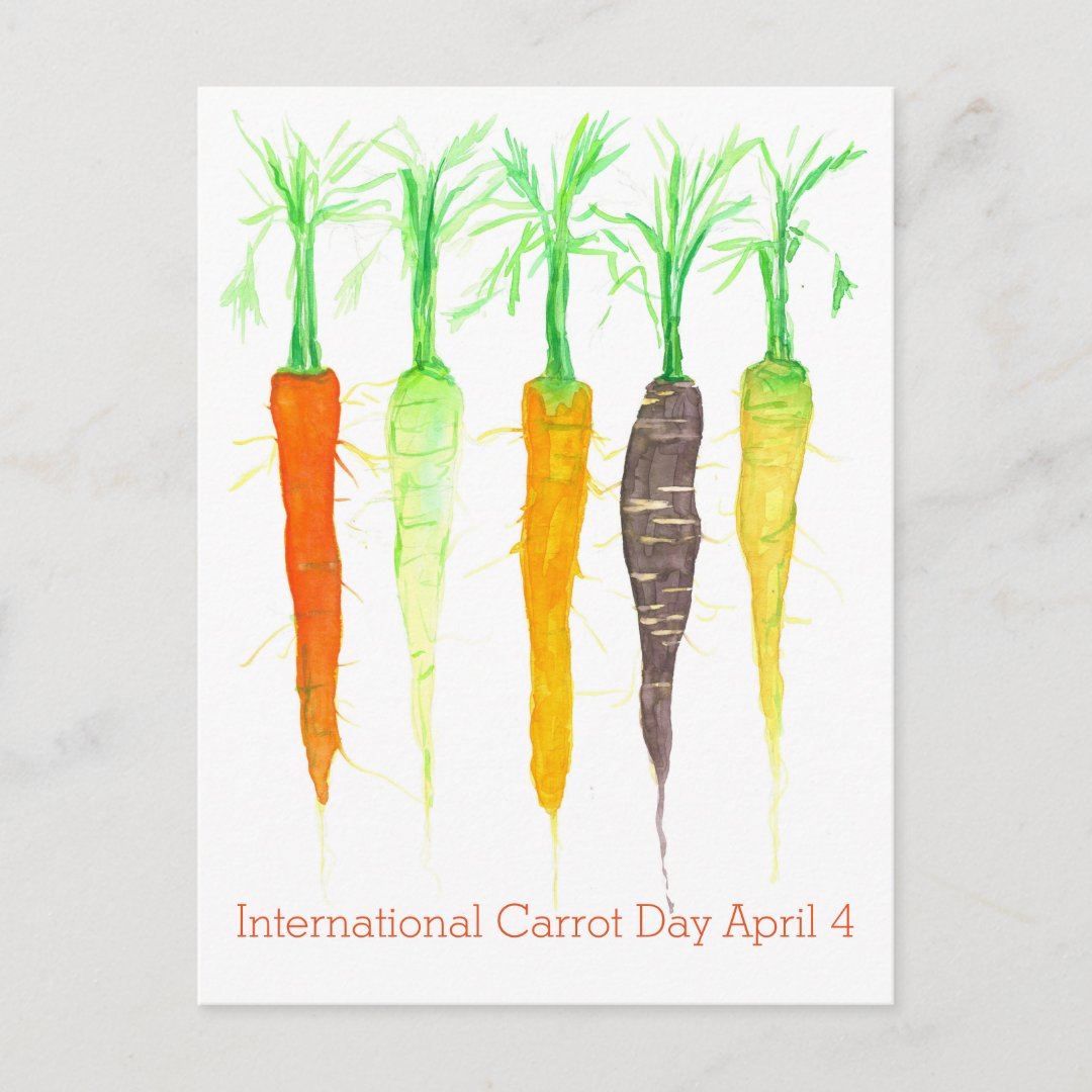 International Carrot Day April 4 Watercolor Postcard | Zazzle