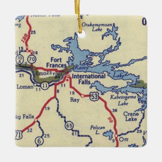 International Falls MN Vintage Map Ceramic Ornament | Zazzle.com
