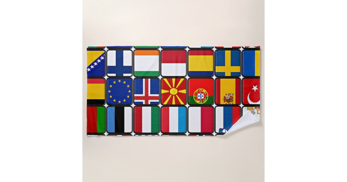 International flag collection, world flags beach towel | Zazzle