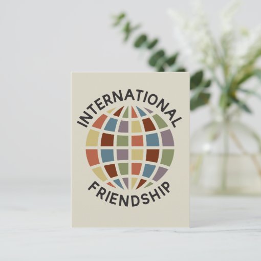 International Friendship with colorful globe icon Postcard | Zazzle
