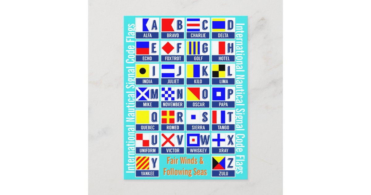 International Nautical Signal Code Flags Postcard | Zazzle
