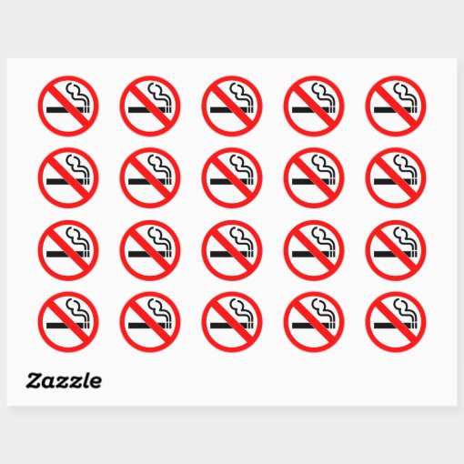 International official symbol no smoking sign classic round sticker ...
